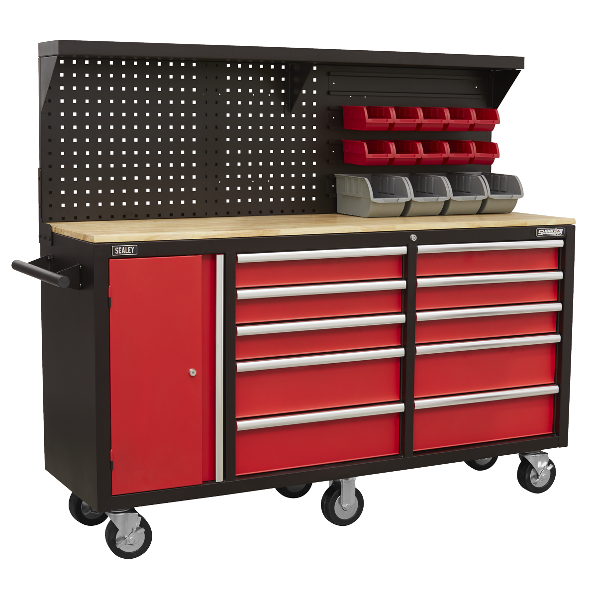 Mobile Workstation 10 Drawer with Backboard - Sealey Tools UK | Jawel Tools